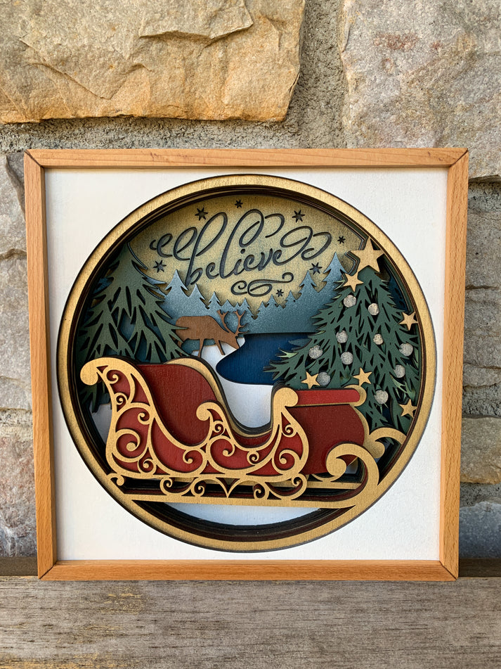 3D Winter Sleigh Scene – BoomerRang Designs